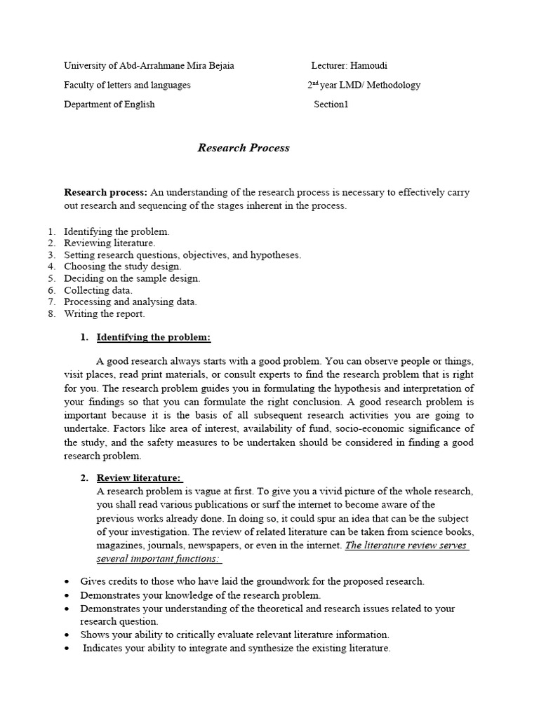 Research Process | PDF | Sampling (Statistics) | Hypothesis