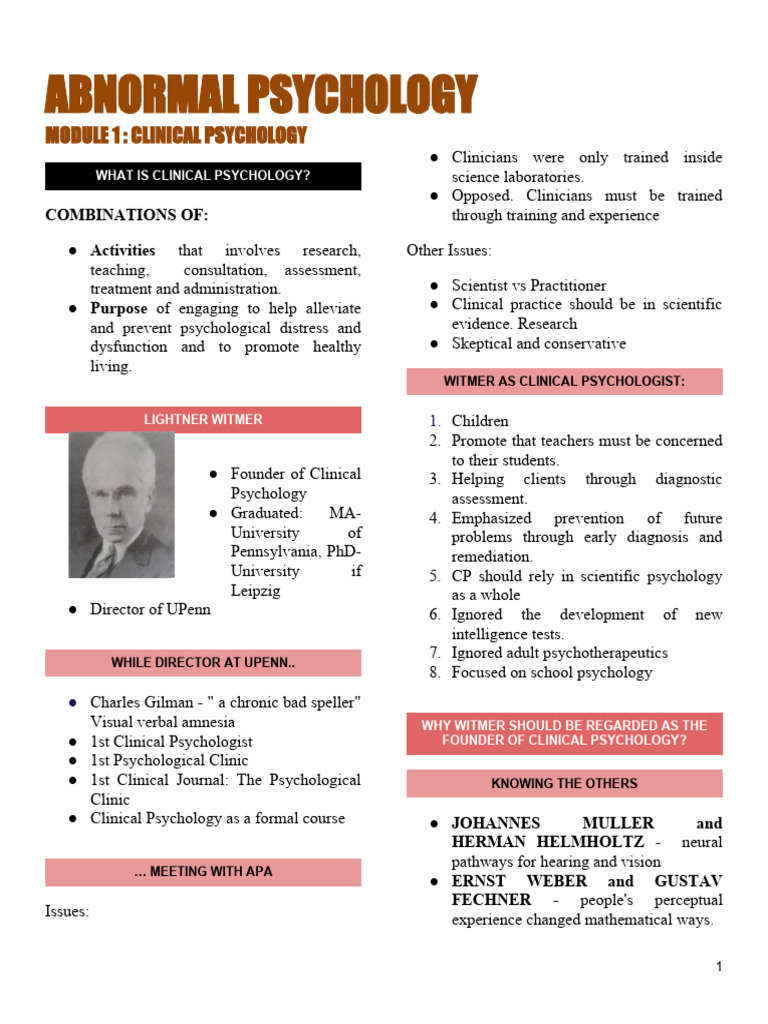 Module 1 - Clinical Psychology | PDF | Clinical Psychology | Psychology