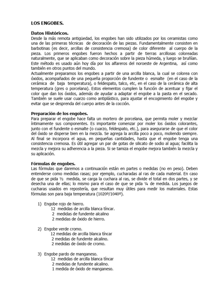 Guía de Engobes para Cerámica | PDF | Cerámica | Arcilla
