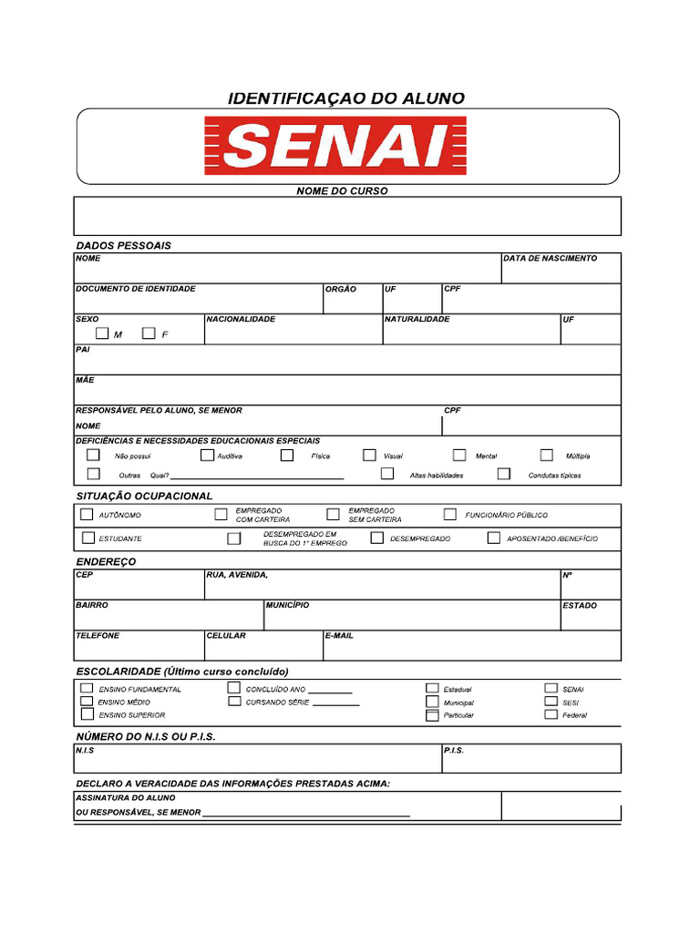 Ficha Do Senai | PDF