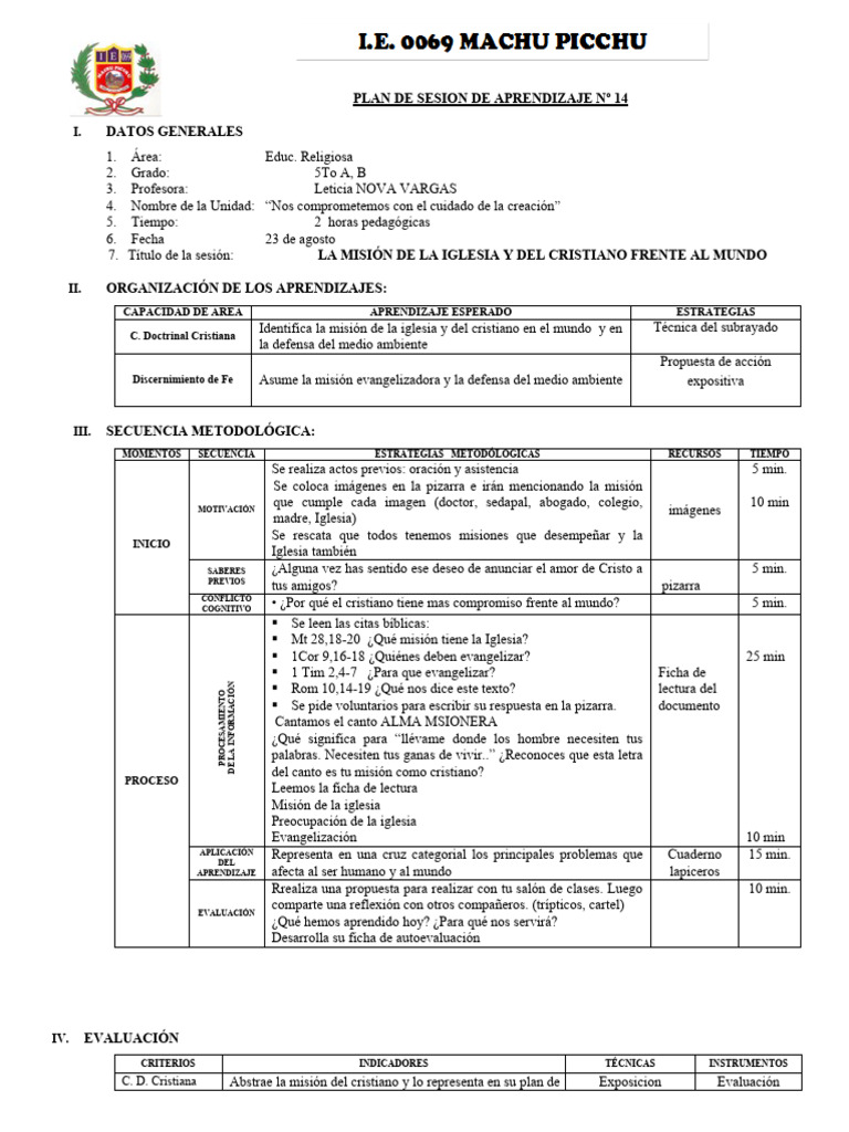 Plan de Sesion de Aprendizaje #14 | PDF | Residuos | Contaminación