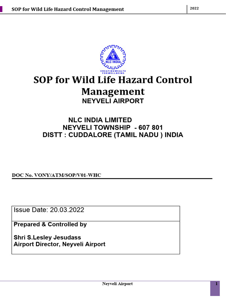 SOP WildLife Management | PDF | Airport | Air Traffic Control