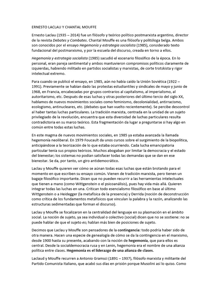 Laclau y Mouffe | PDF | Democracia | Ideologías políticas