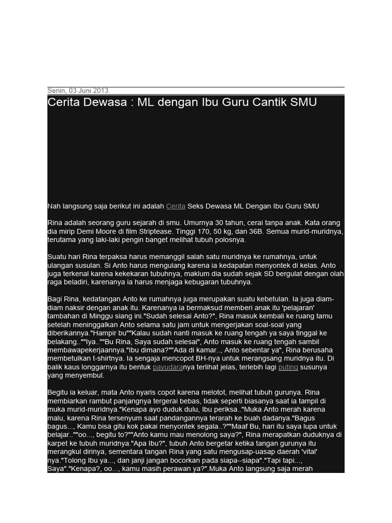 Cerita Awet Muda: Cerita Dewasa: ML Dengan Ibu Guru Cantik SMU | PDF