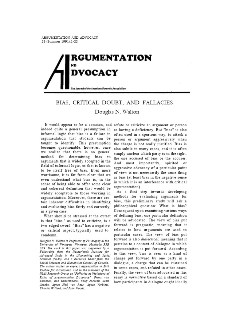 Bias Critical Doubt and Fallacies | PDF | Fallacy | Argument