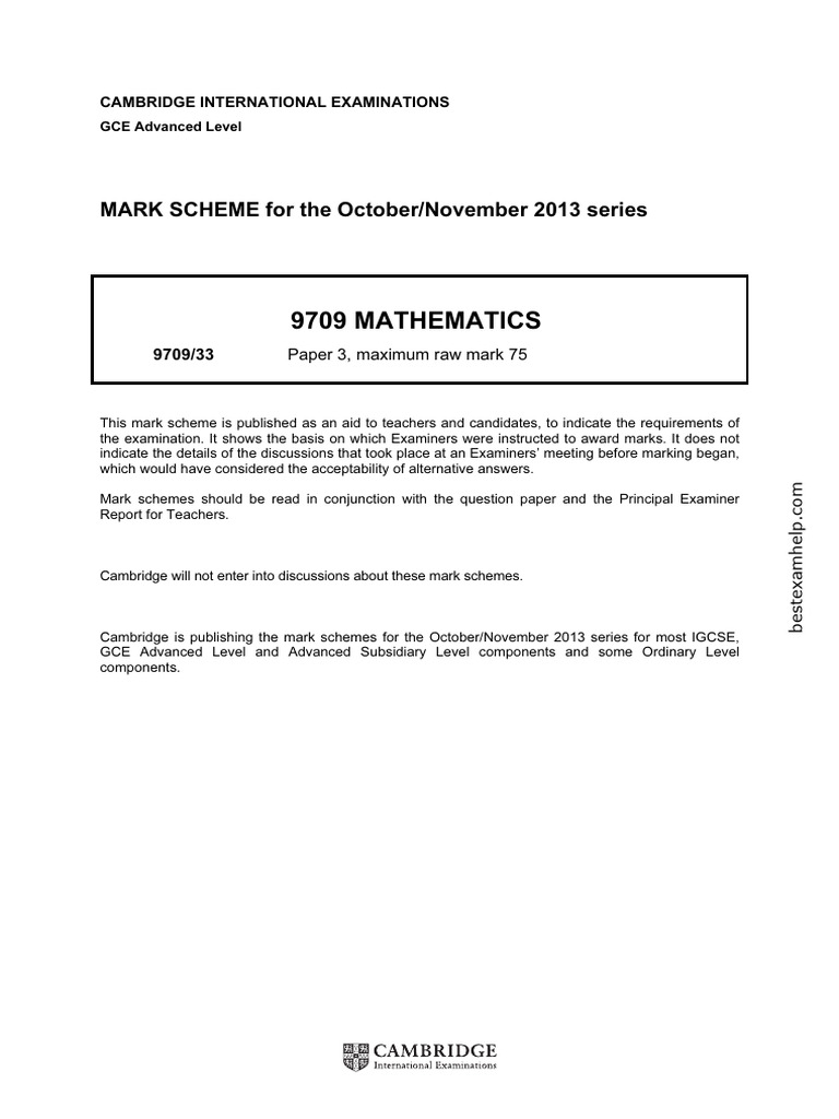A-Level Math Mark Scheme | PDF | Mathematics | Mathematical Analysis