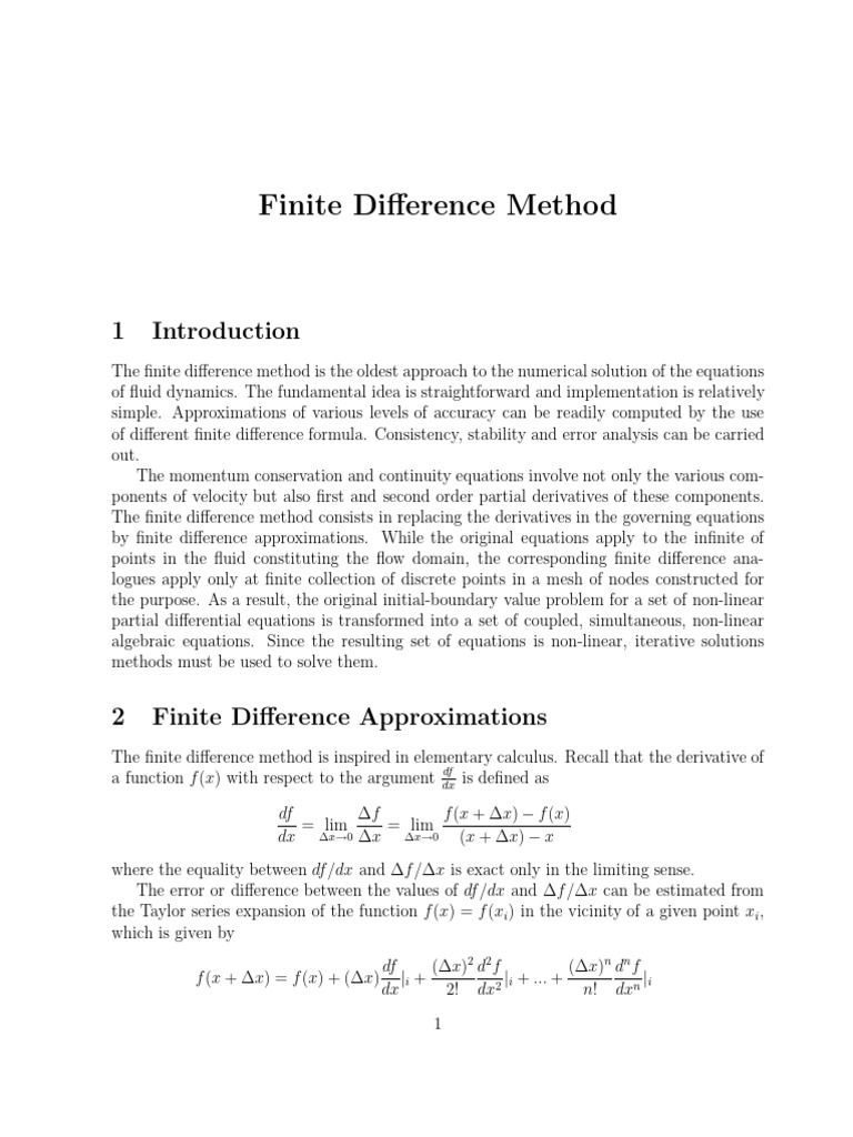 Finite Difference Method | Download Free PDF | Finite Difference | Equations