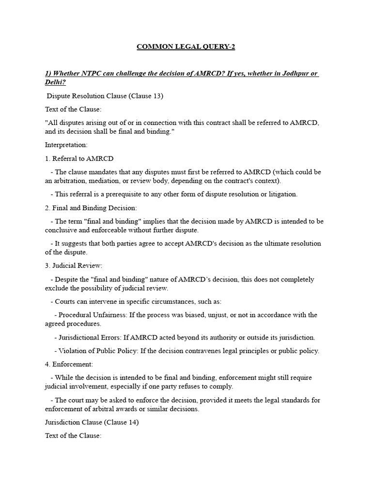 Common Legal Query-2 | PDF | Arbitration | Jurisdiction