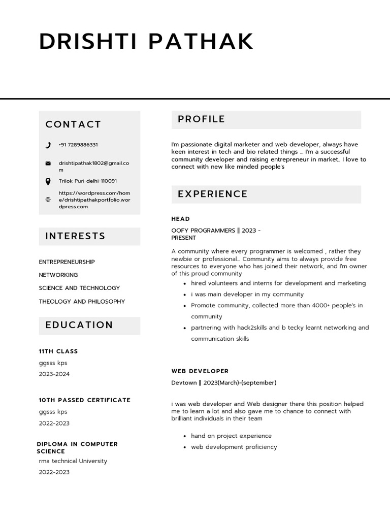 Drishti Pathak - Resume PDF | PDF | Business | Computers