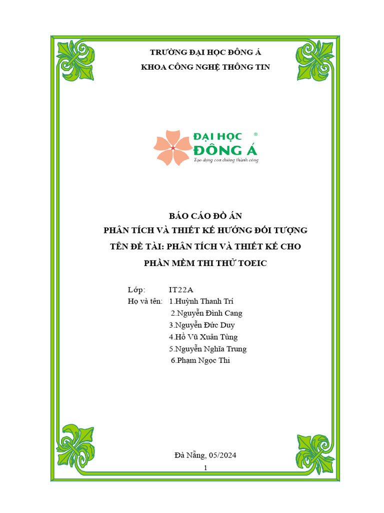 Bao Cao - Do An PTTKHDT | PDF
