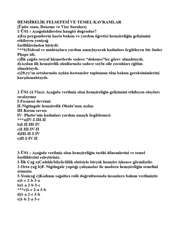 Felsefe Ve Temel Kavramlar Us1 28vize1 2 Deneme1 2 | PDF