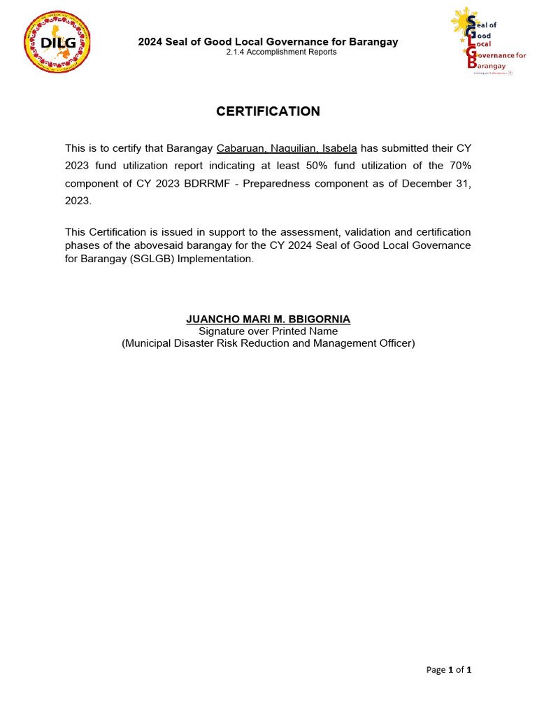 Barangay Cabaruan 2023 Fund Report | PDF