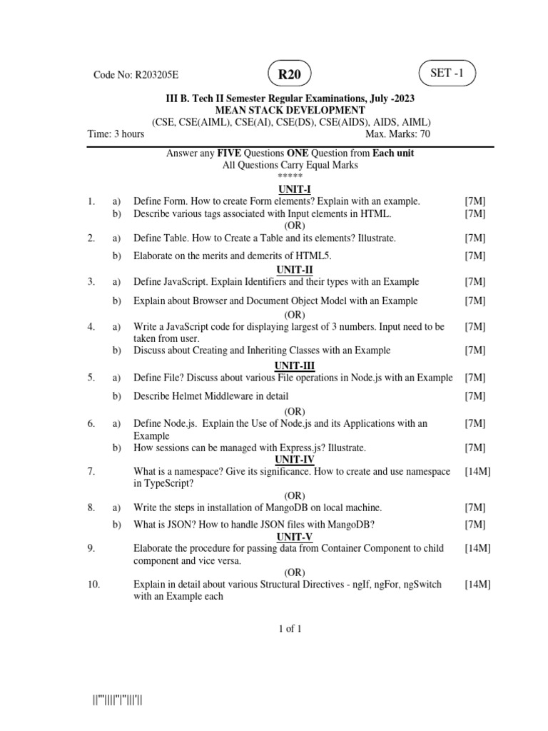 MSD Previous Papers 2022-23 | PDF | Java Script | Html