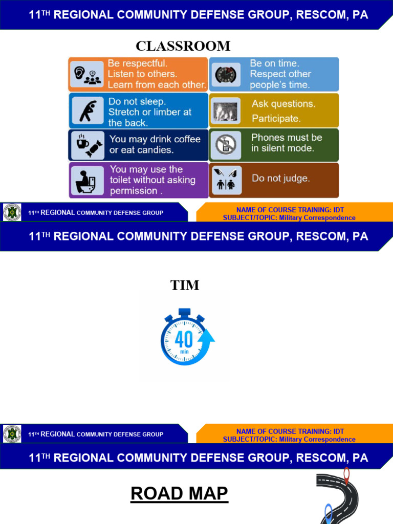 Classroom Rules: 11 Regional Community Defense Group, Rescom, Pa | PDF