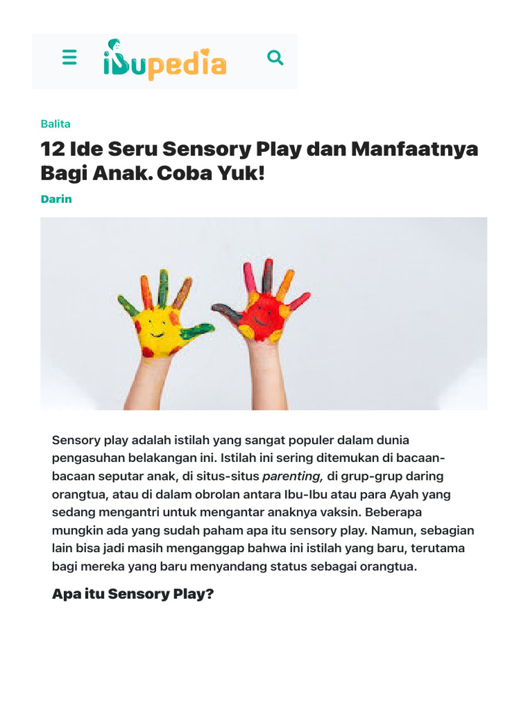 12 Ide Seru Sensory Play | PDF