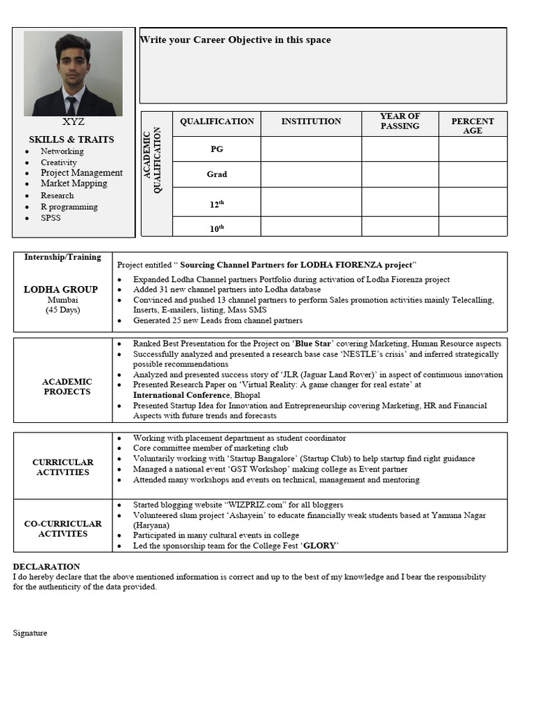 Name - Section - Program (For Fresher Students) | PDF | Business ...