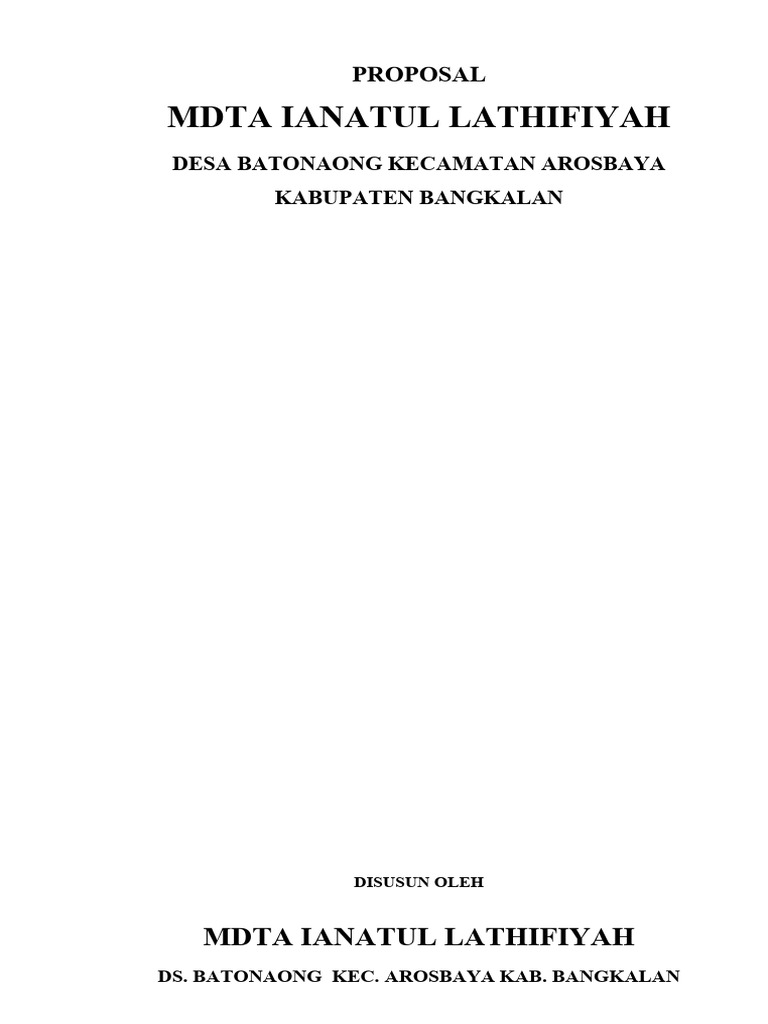 PROPOSAL MDTA HIDAYATUL FATIH REHAB DS. OMBUL 22 K | PDF