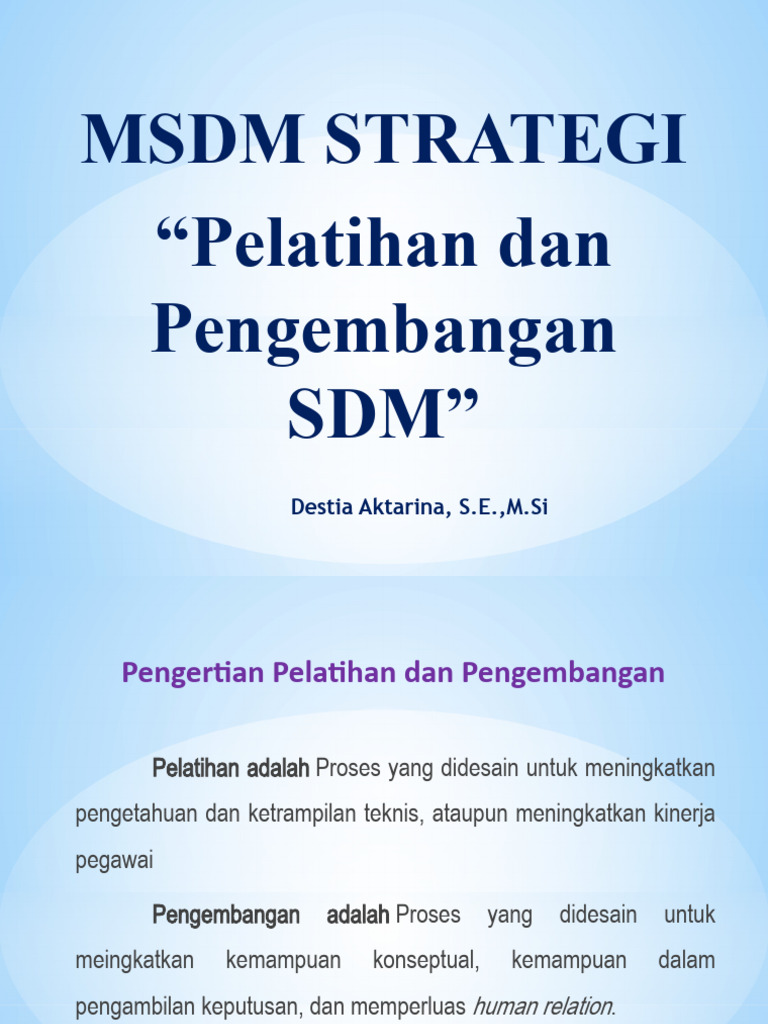 MSDM Strategik PERT 11 (Pelatihan Dan Pengembangan SDM) | PDF | Karier & Perkembangan