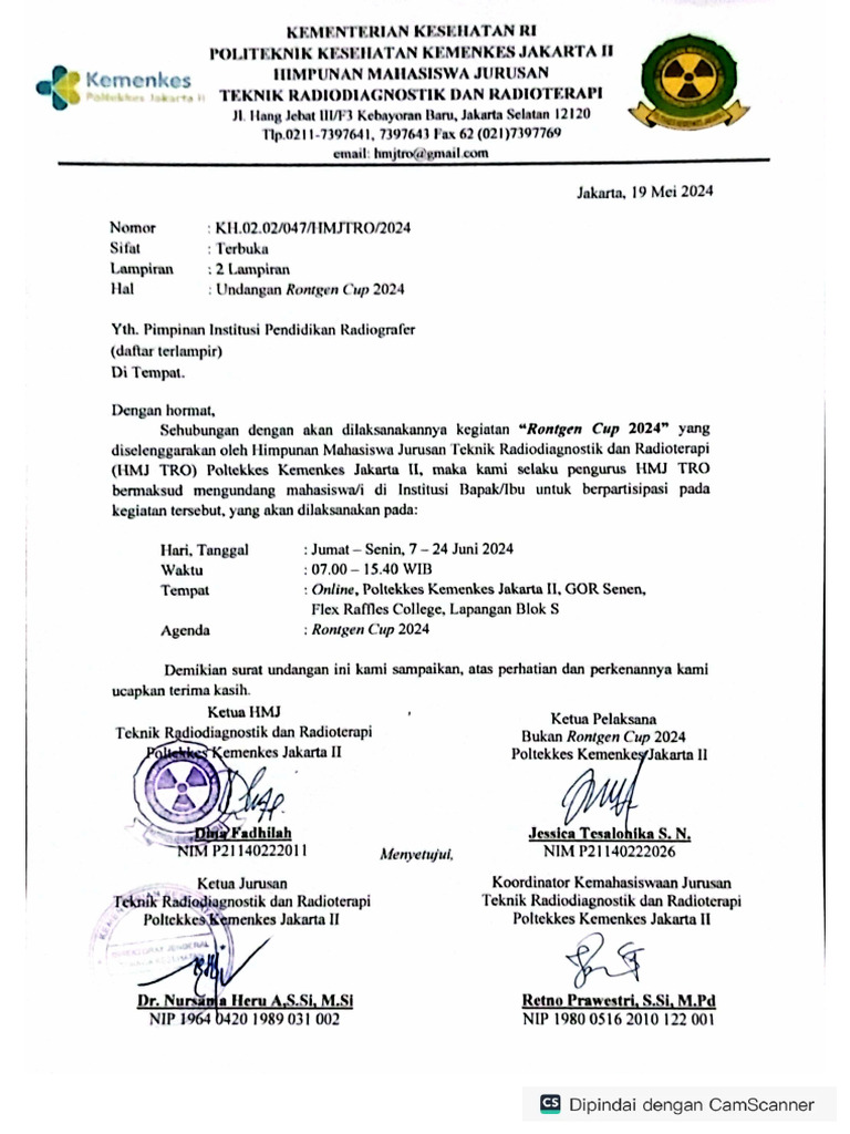 Surat Undangan Institusi Pendidikan Radiologi RC 2024 | PDF