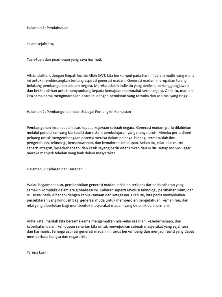 Aspirasi Generasi Madani 2024 | PDF