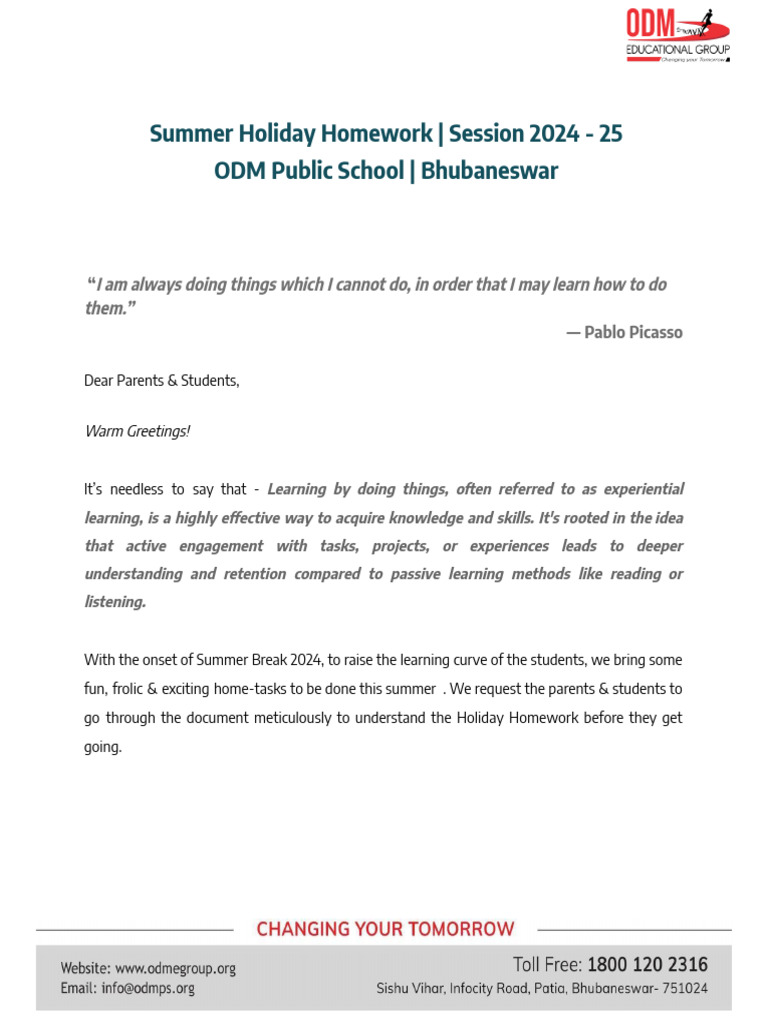 Ops Summer Break Hhw 2024 25 Grade Vii Pdf Triangle Water