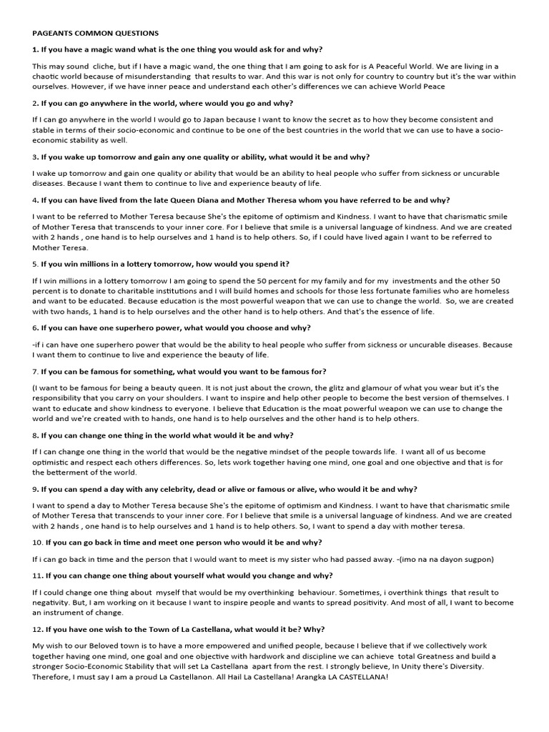 PAGEANTS-COMMON-QUESTIONS-1 | PDF | Gift | God
