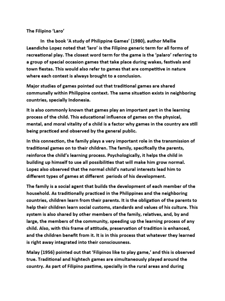 Traditional Filipino Indoor Games | PDF | Sports & Recreation