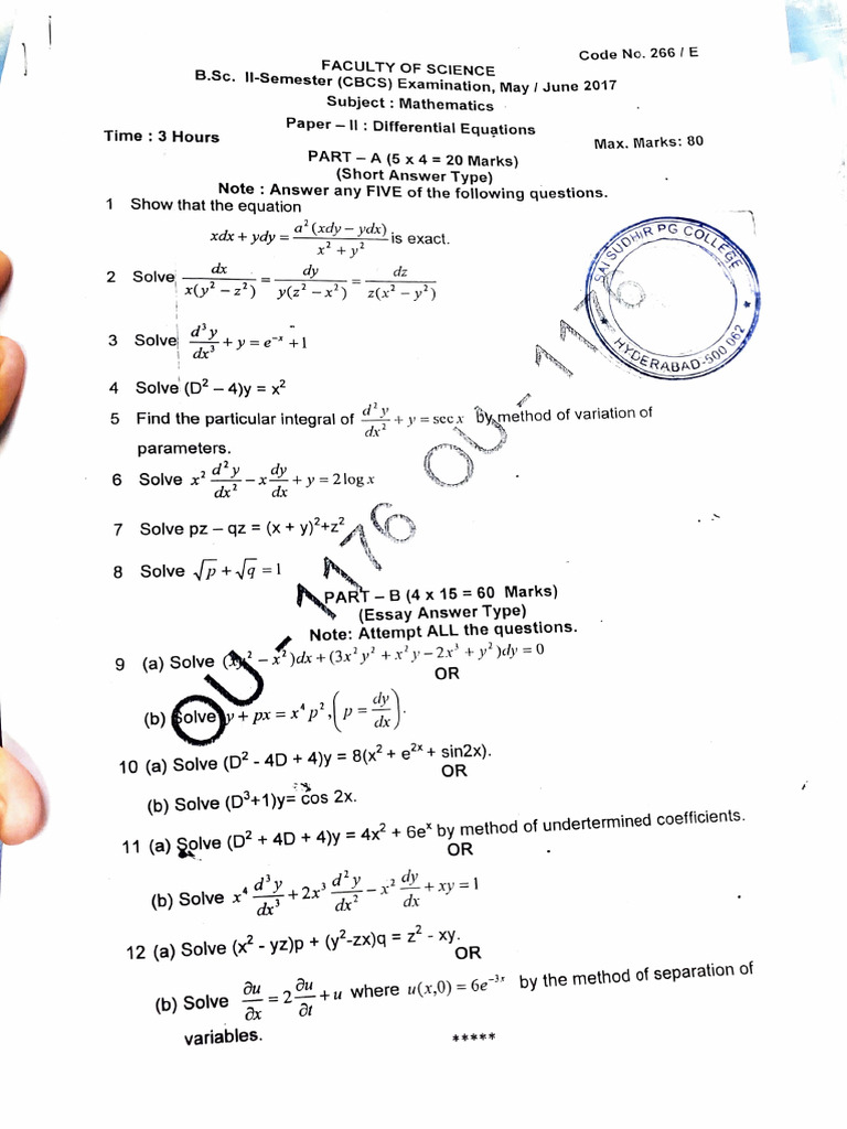 Maths Sem 2 Pyq S Download Free Pdf Equations Mathematical Objects