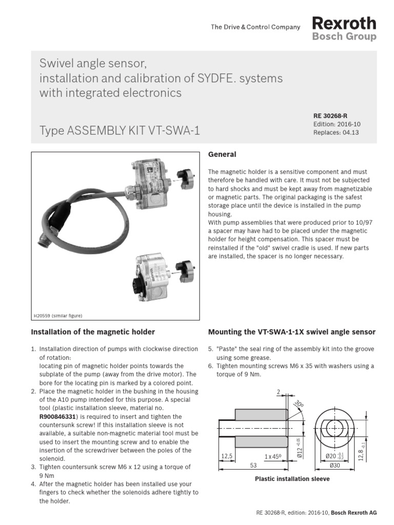 Swivel Angle Sensor, Installation and Calibration of SYDFE. Systems ...