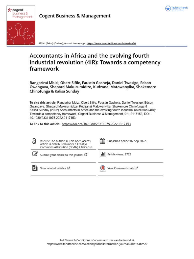 Accountants in Africa and The Evolving Fourth Industrial Revolution 4IR ...