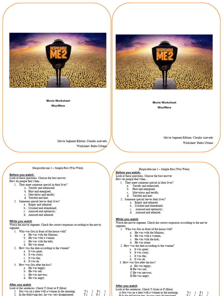 Despicable Me 2: Simple Past Worksheet | PDF