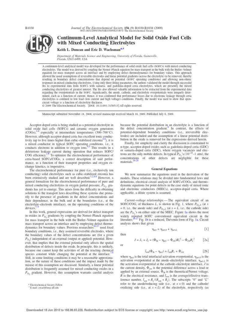 Continuum-Level Analytical Model For Solid Oxide Fuel Cells | PDF | Solid Oxide Fuel Cell ...