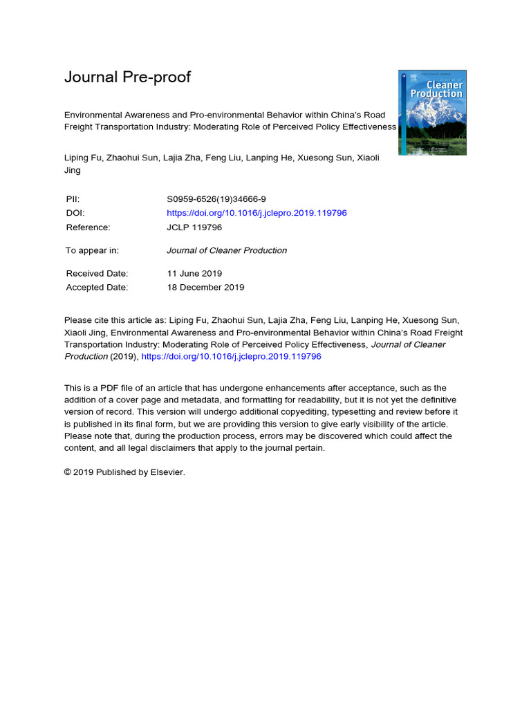 10 1016@j Jclepro 2019 119796 | PDF | Structural Equation Modeling | Attitude (Psychology)