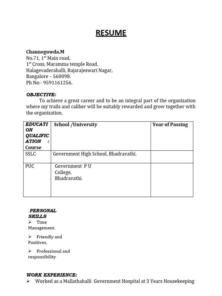 Rusume Formate | PDF