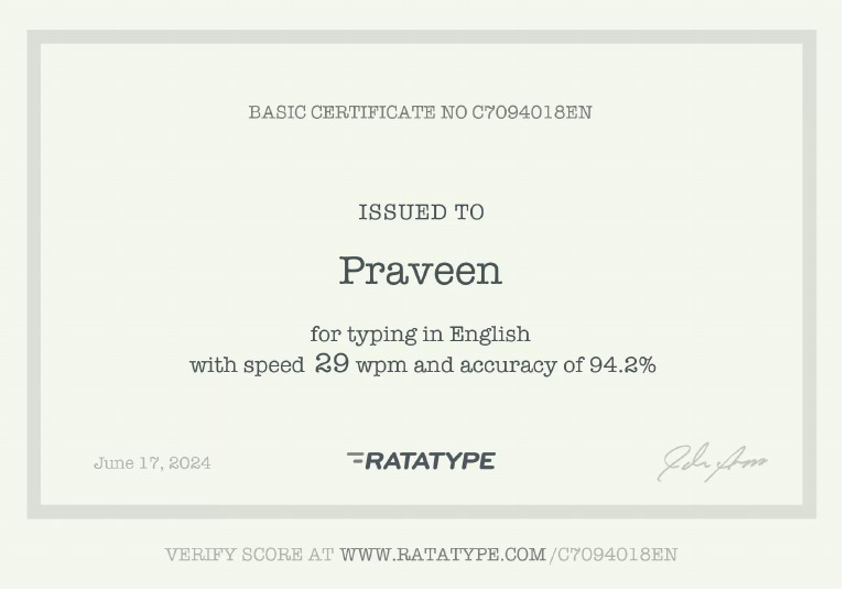 Typing Certificate | PDF