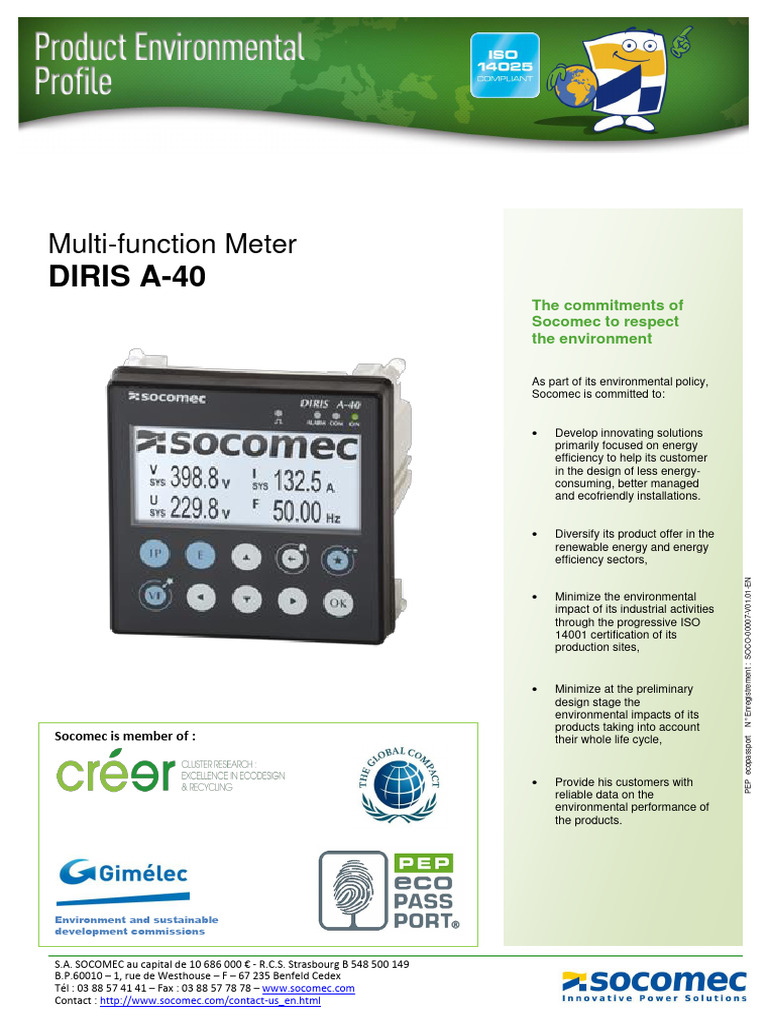Multi Function Meter Diris A 40 - Pep - Pep - 2018 10 - Ecopassport ...