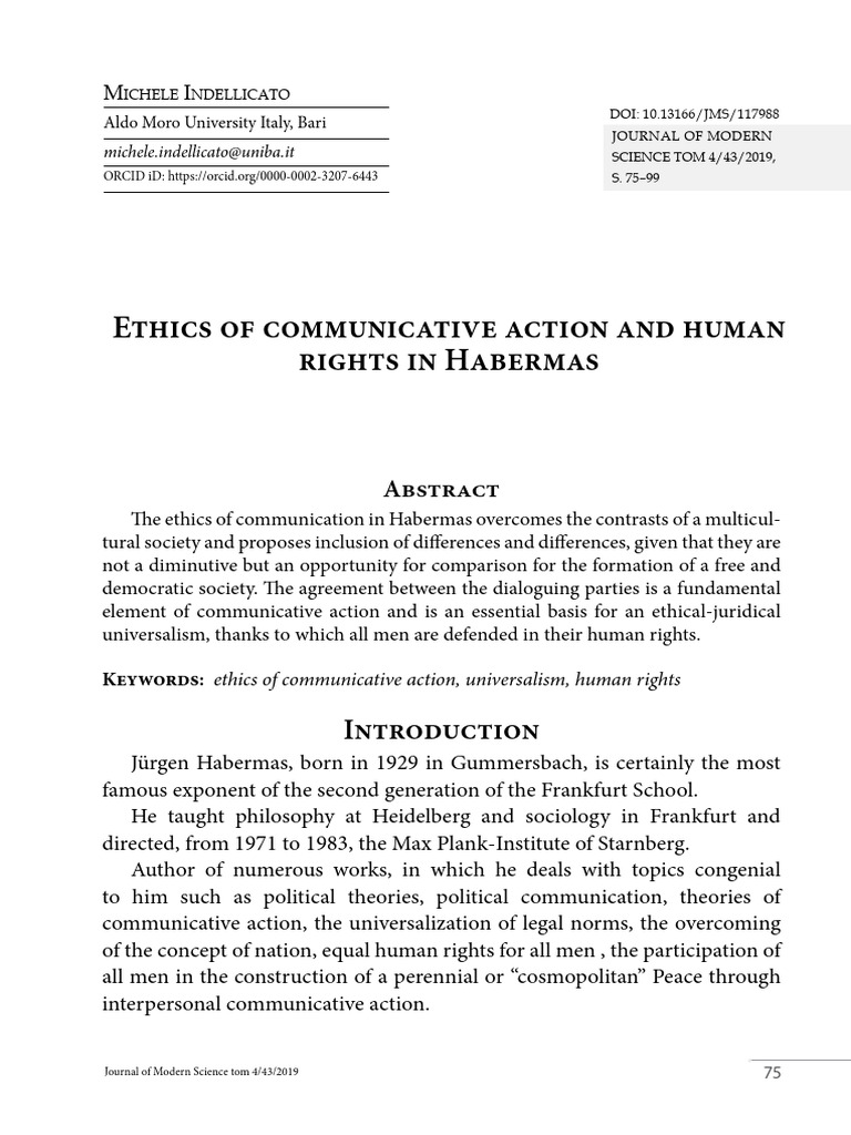 Ethics of Communicative Action and | PDF | Jürgen Habermas | Reason