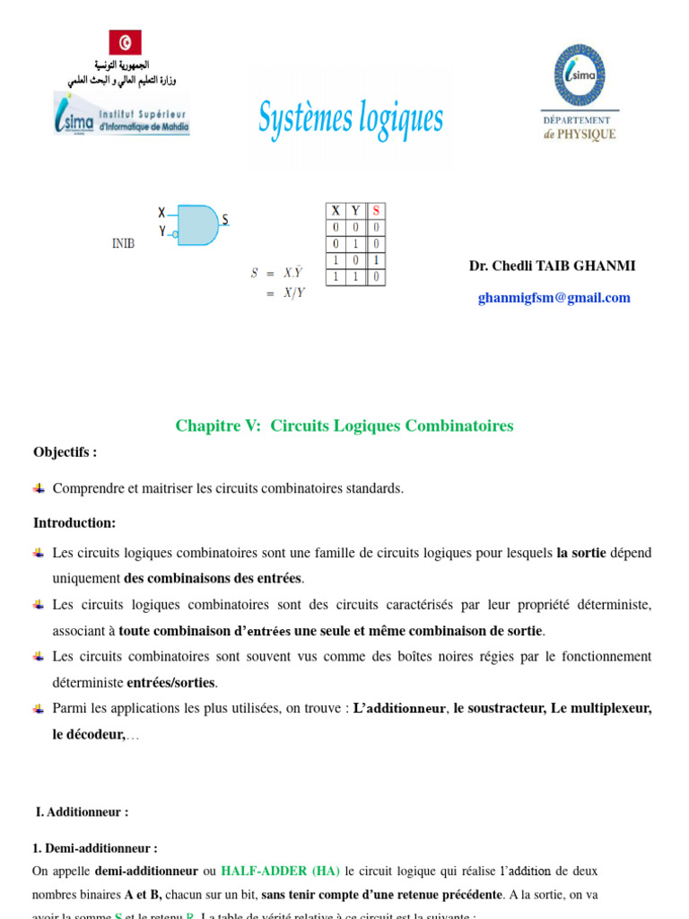 Circuits Logiques Combinatoires: Concepts et Applications | PDF | Logique mathématique ...