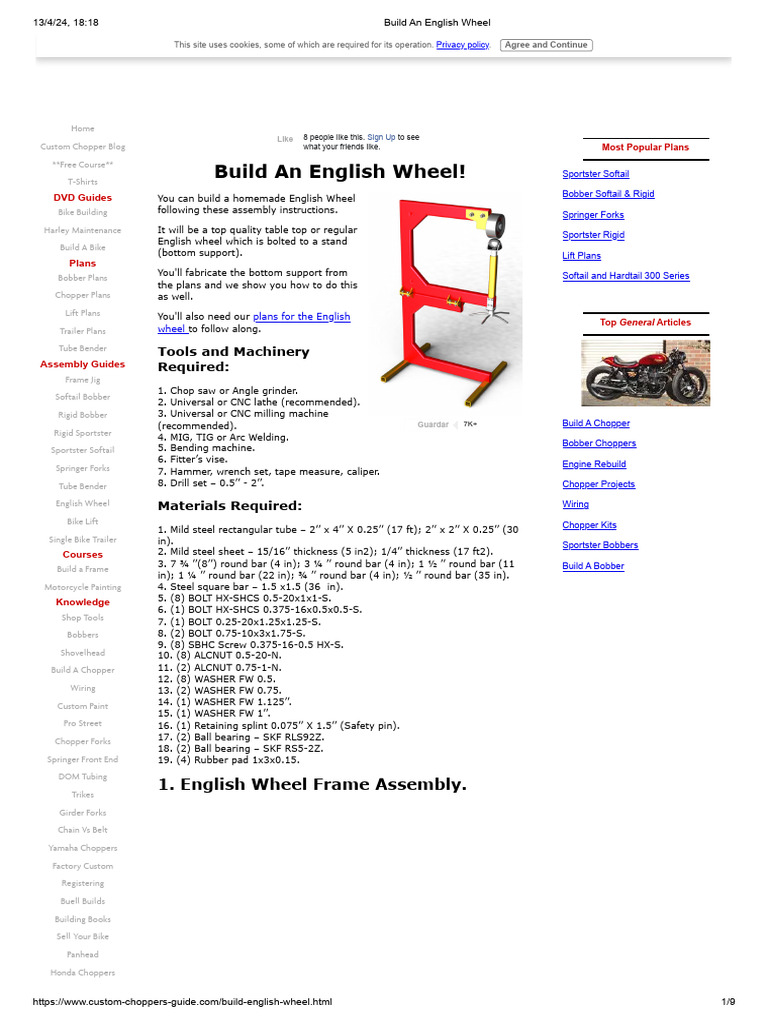 Build a DIY English Wheel Guide | PDF | Screw | Sheet Metal