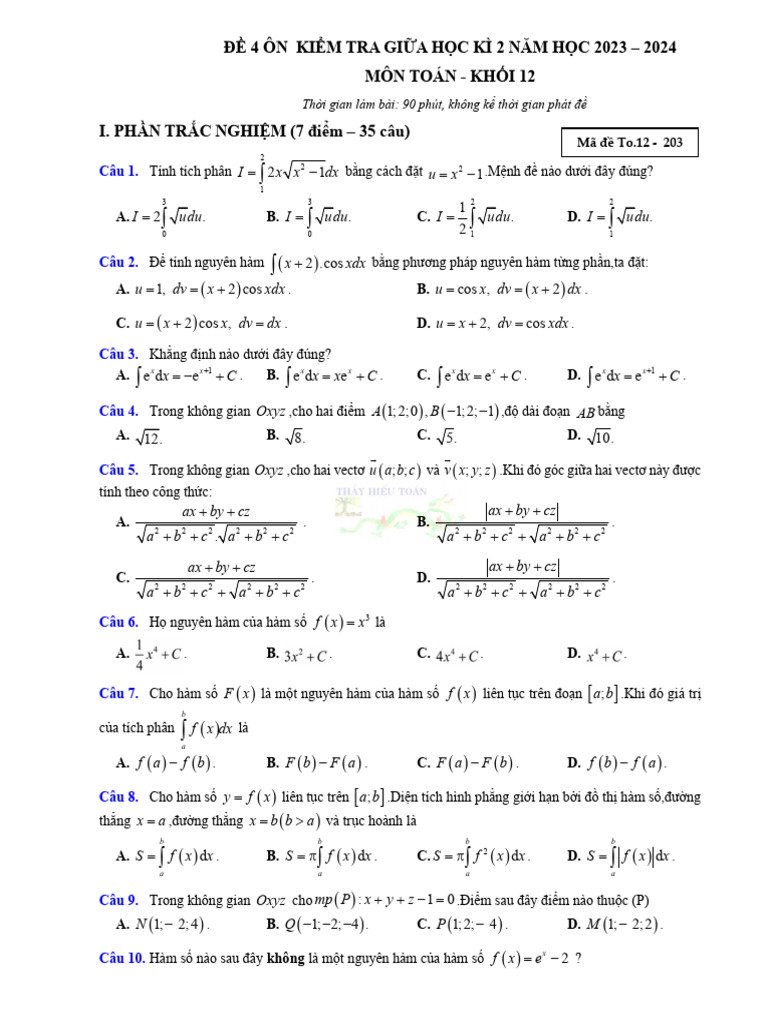 ĐỀ 4 - GHK 2 - 12 | PDF