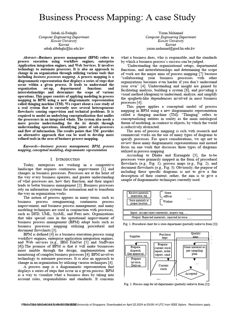 (Al-Fedaghi) Business Process Mapping - A Case Study | Download Free PDF | Business Process ...