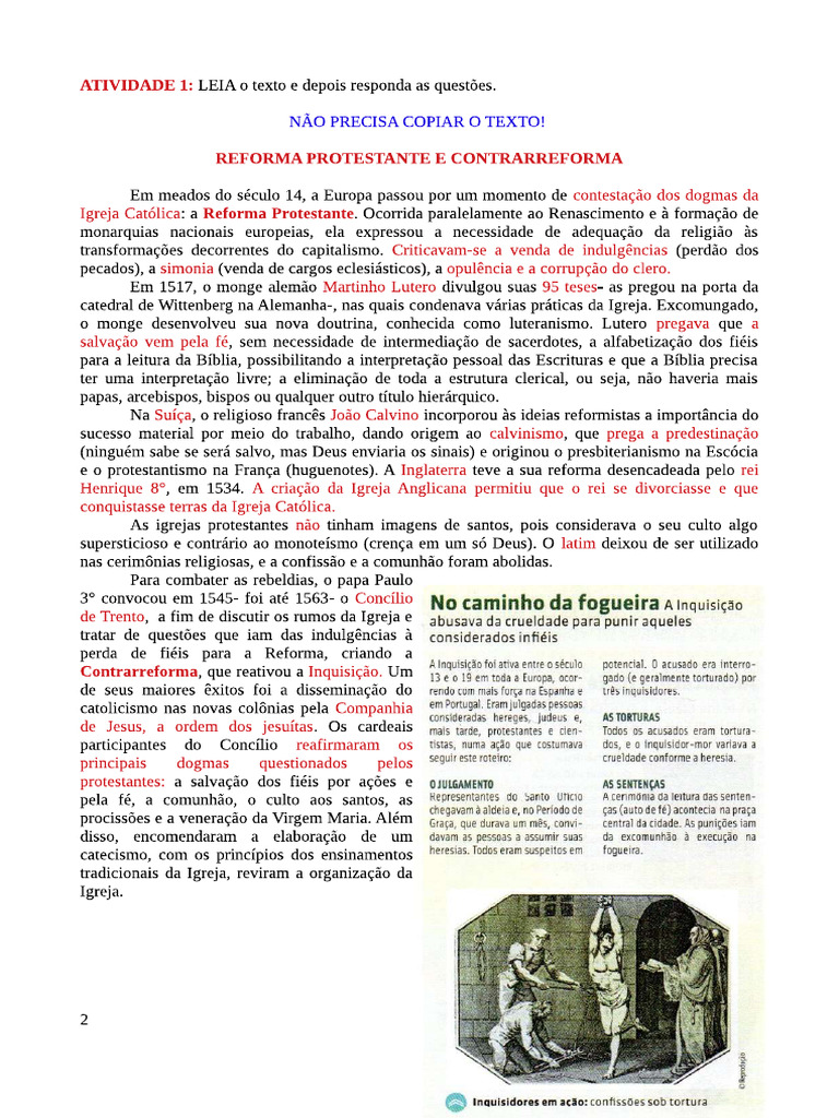 Atividades Hist 7 Ano | PDF