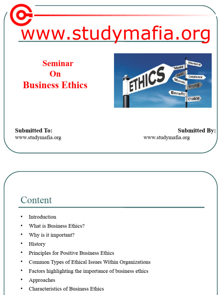 Business Ethics Seminar Overview | PDF | Business Ethics | Business