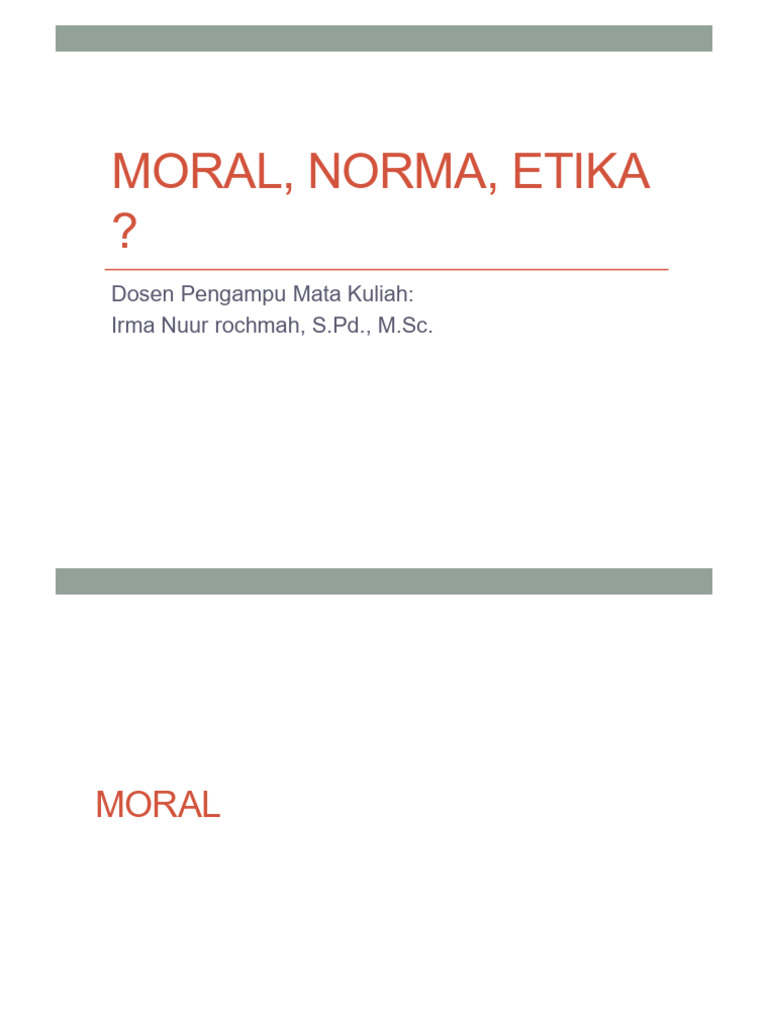 Moral, Norma, dan Etika: Panduan Hidup | PDF | Karier & Perkembangan ...