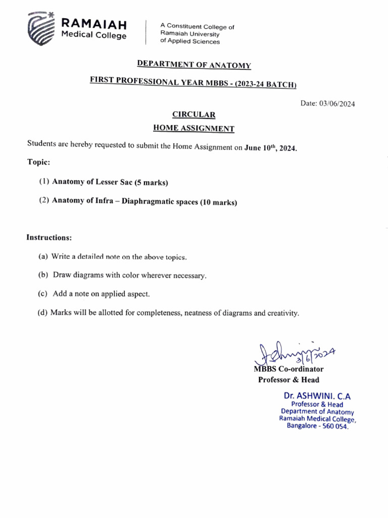 Home Assignment Circular | PDF