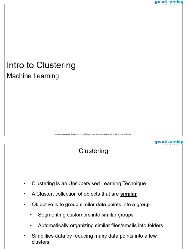 Slides - Intro To Clustering | PDF | Cluster Analysis | Applied Mathematics