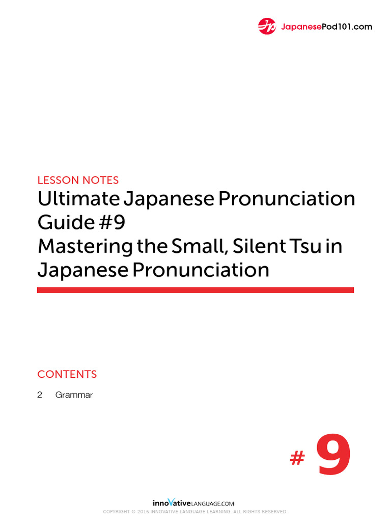 Lesson Notes Mastering The Small, Silent Tsu in Japanese Pronunciation ...