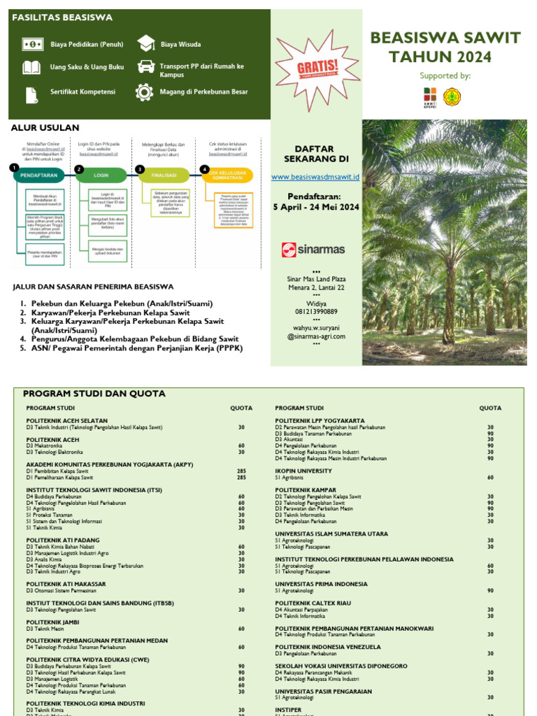 Brosur Beasiswa Sawit 2024 - SM | PDF