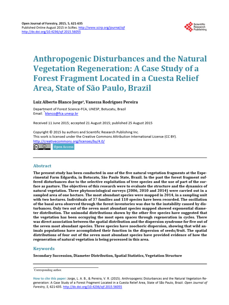 Anthropogenic Disturbances and The Natural Vegetat | PDF | Disturbance ...