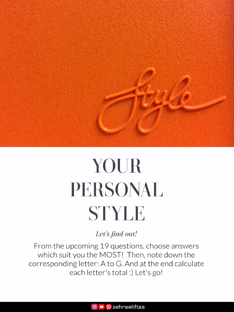 Personal Style Test by Zehra Elif Tas | PDF